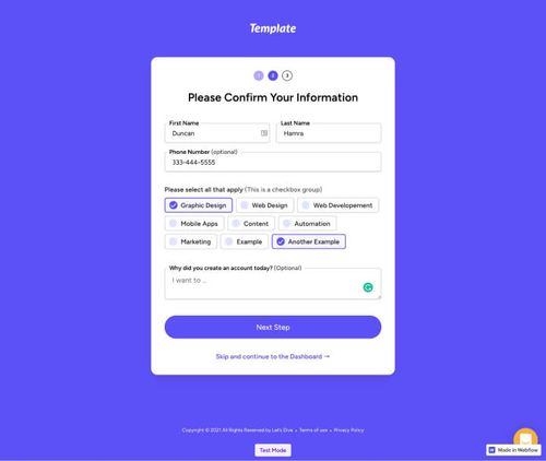 Onboarding Form 11 for Webflow